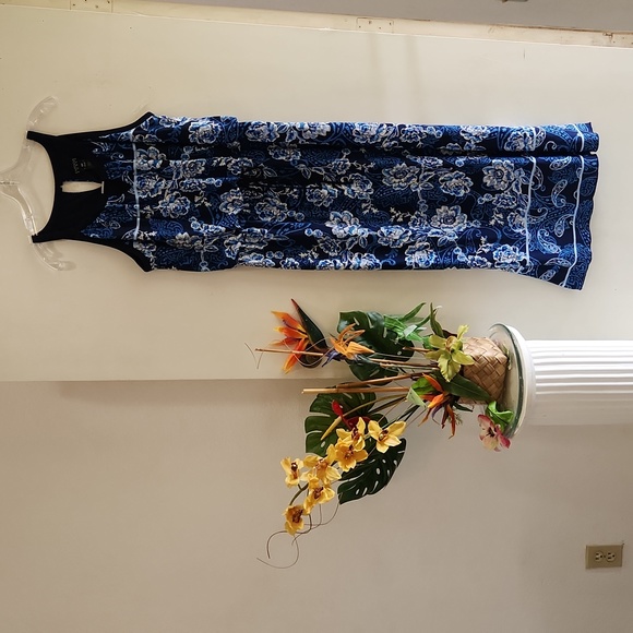 Enfocus Studio | Dresses | Enfocus Women Size 6w Blue Floral Maxi Dress ...